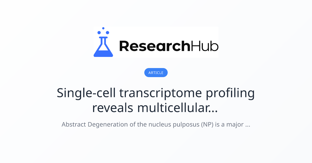 Single-cell transcriptome profiling reveals multicellular... | ResearchHub